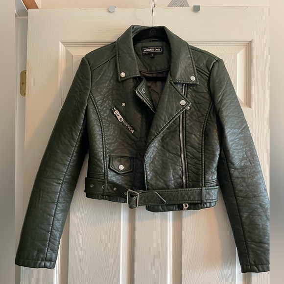 Members Only | Jackets & Coats | Members Only Green Leather Moto Jacket ...